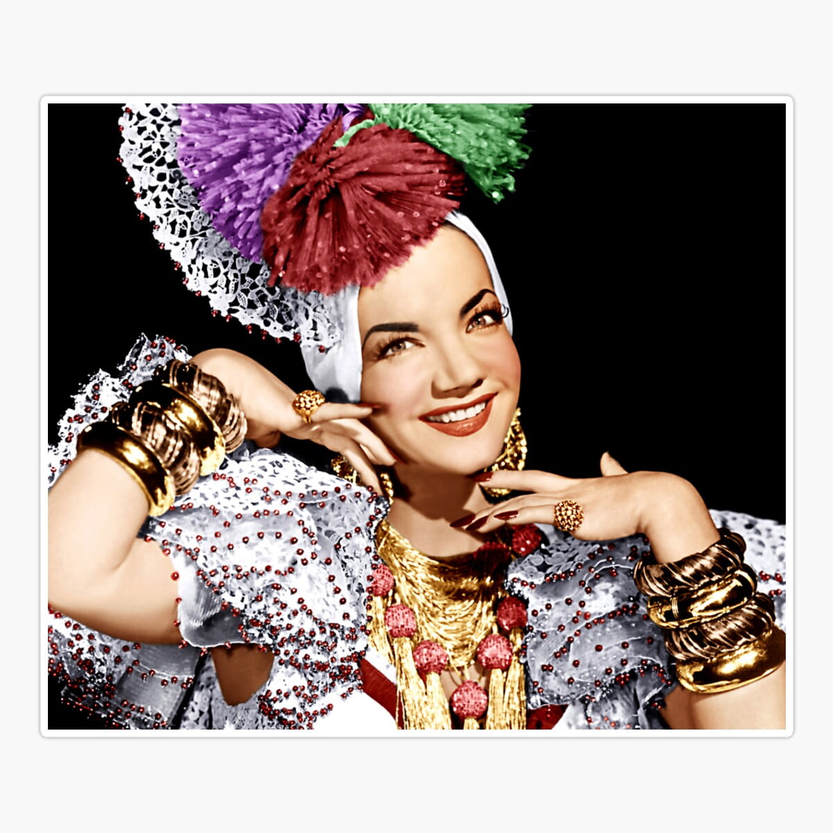 Maneki Carmen Miranda Sticker, Phone Decal Water Bottle Stickers Car ...