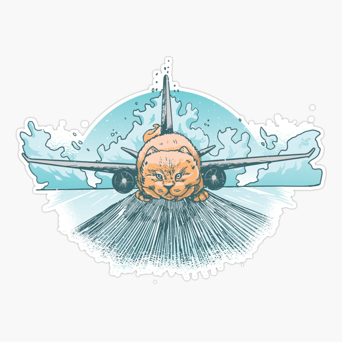 Maneki Cat Airline - Airplane Cat Sticker, Phone Decal Water Bottle ...