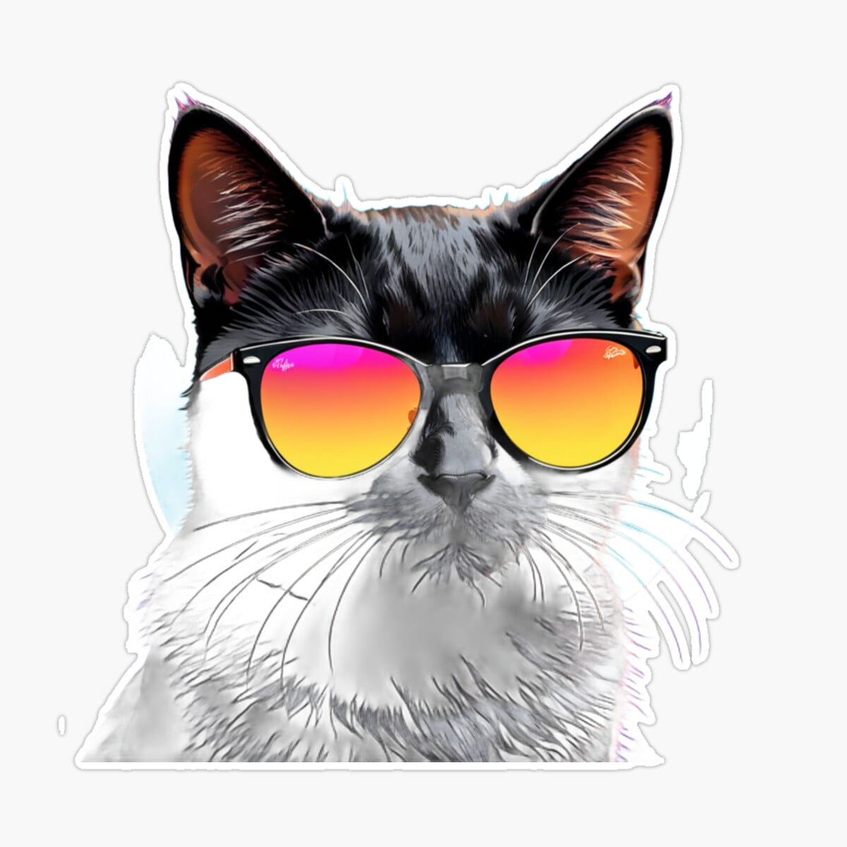 Maneki Cat Art Sticker, Phone Decal Water Bottle Stickers Car Decals ...