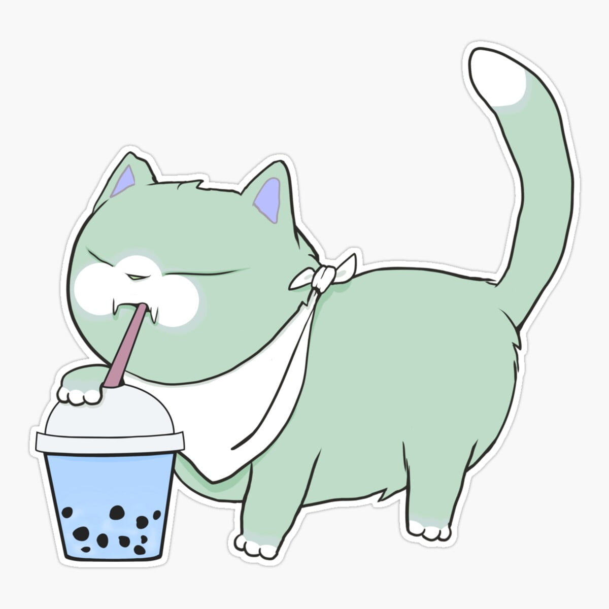 Maneki Cat Boba - Cute And Unny Cat Bubble Tea Sticker, Phone Decal ...