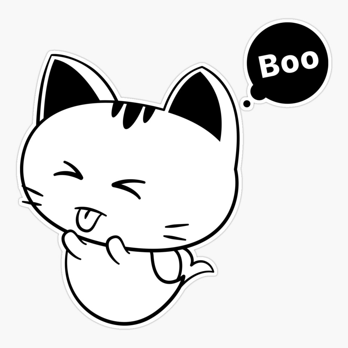 Maneki Cat Boo ! ! Sticker, Phone Decal Water Bottle Stickers Car ...