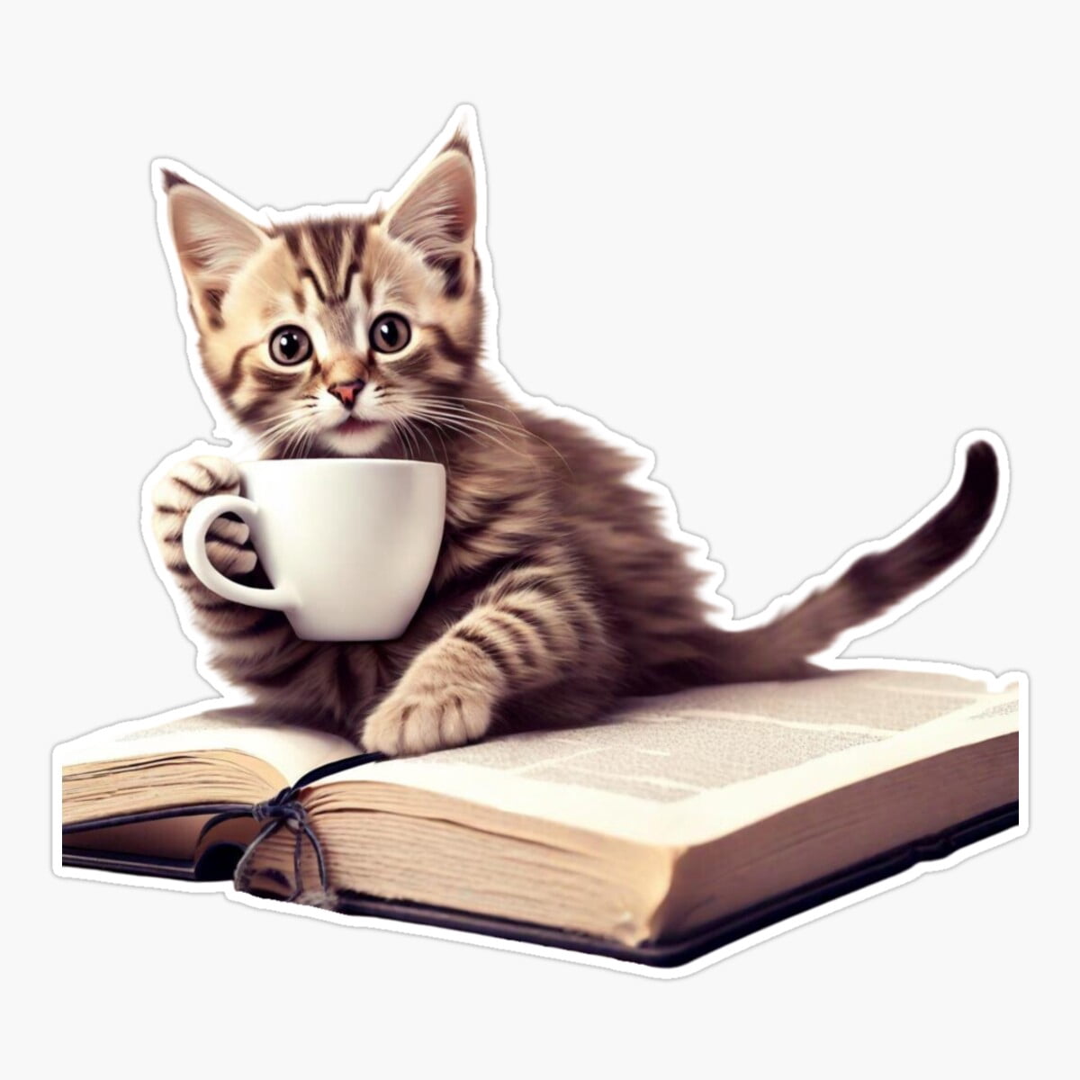 Maneki Cat With Book Cute Cat Reading Book Unny Gits Or Cat Lovers Unny ...