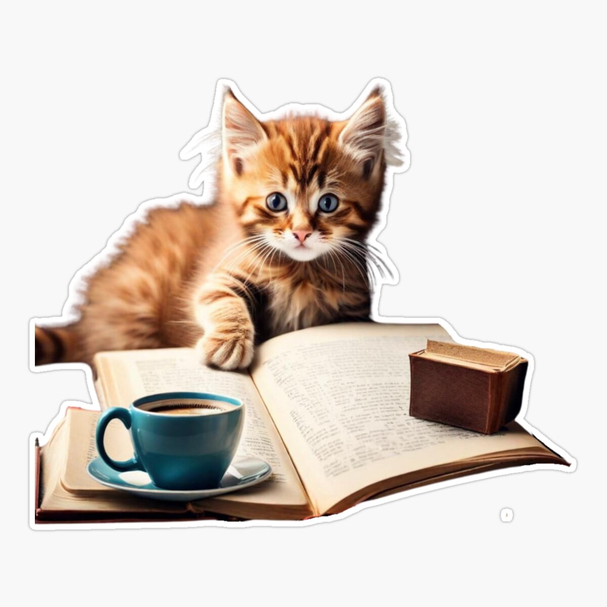 Maneki Cat With Book Cute Cat Reading Book Unny Gits Or Cat Lovers Unny ...