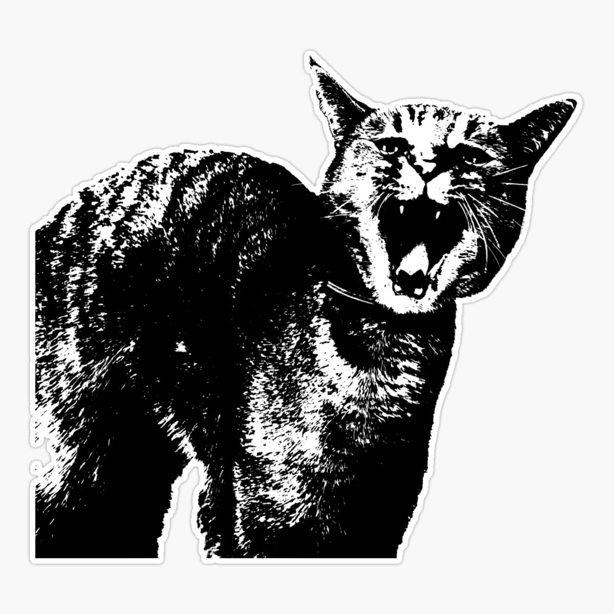 Maneki Cat Caught Mid-Yawn Sticker, Phone Decal Water Bottle Stickers ...