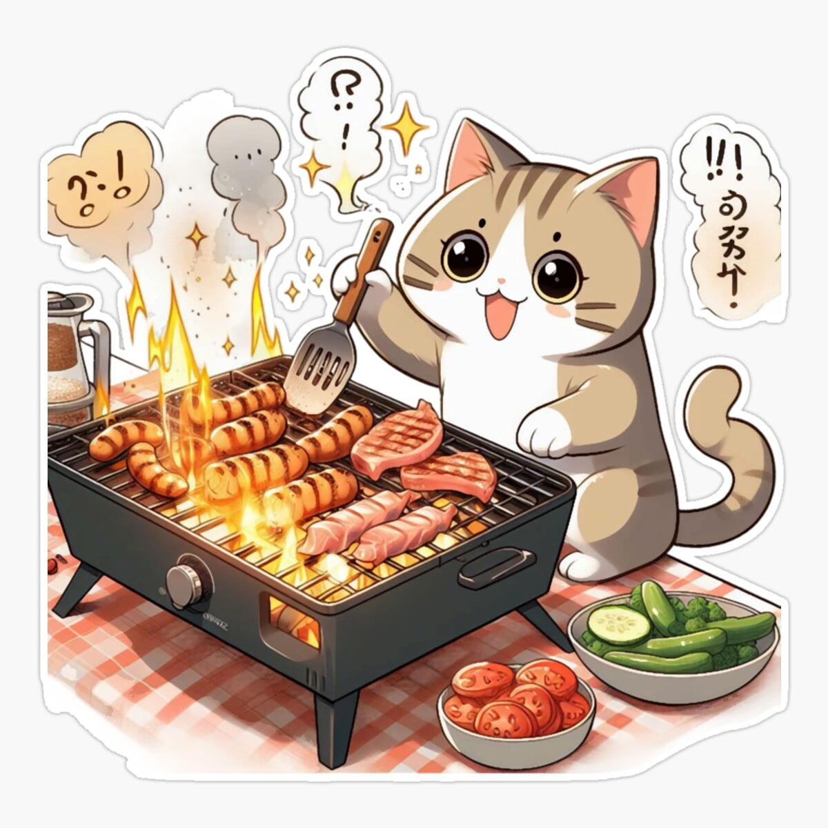 Maneki Cat Cook Sticker, Phone Decal Water Bottle Stickers Car Decals ...