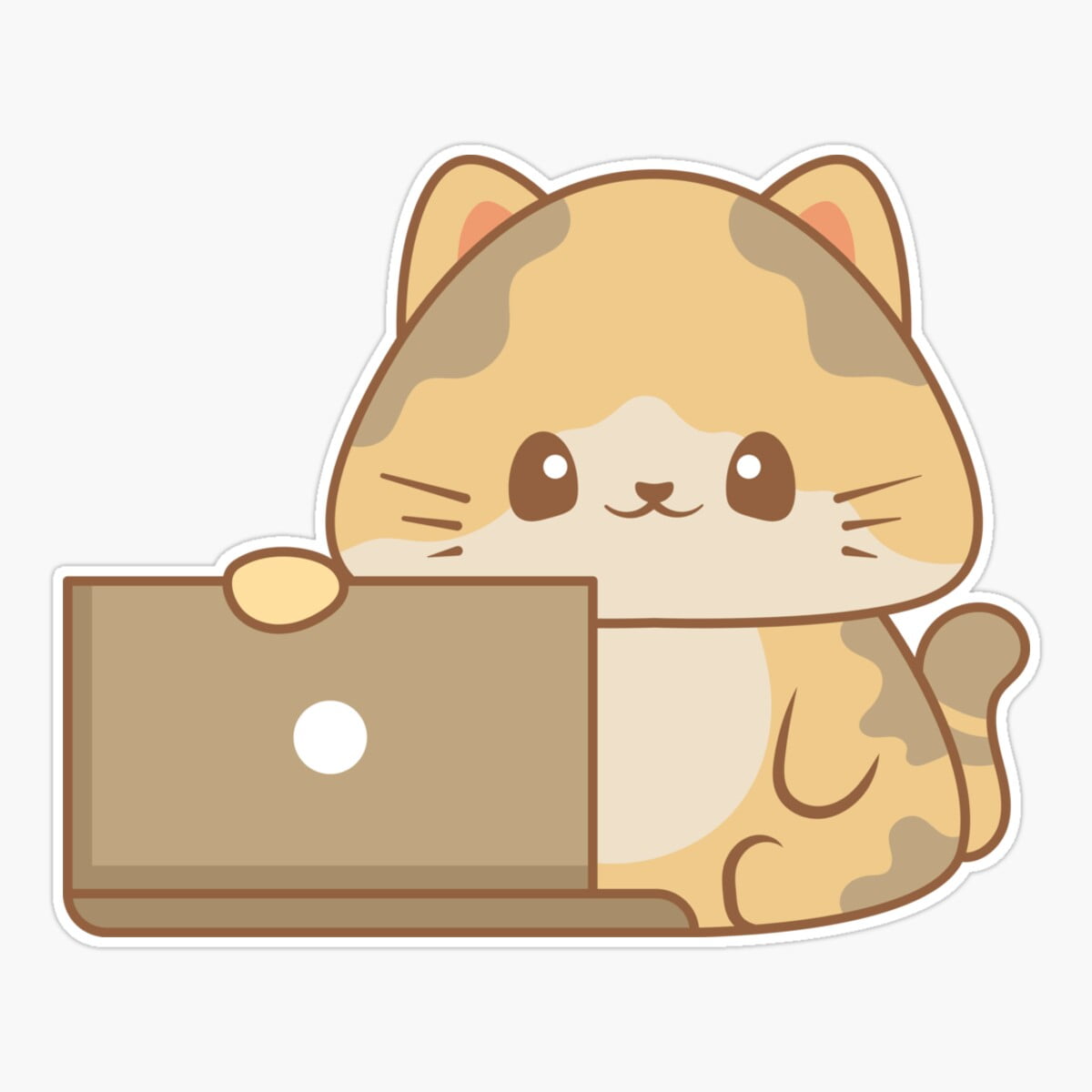 Maneki Cat Cute Playing Games Sticker, Phone Decal Water Bottle ...