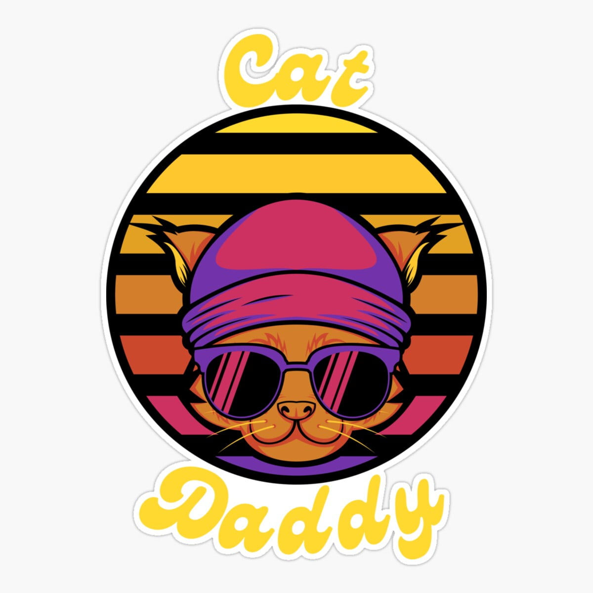 Maneki Cat Daddy Black Cat Vintage Eighties Style Cat Retro Sticker ...