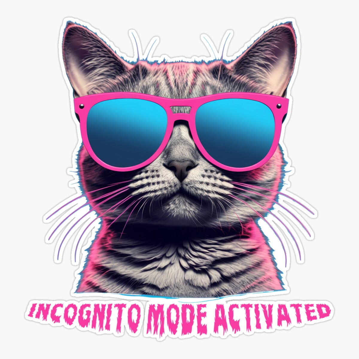 Maneki Cat In Disguise - Incognito Mode On Sticker, Phone Decal Water ...