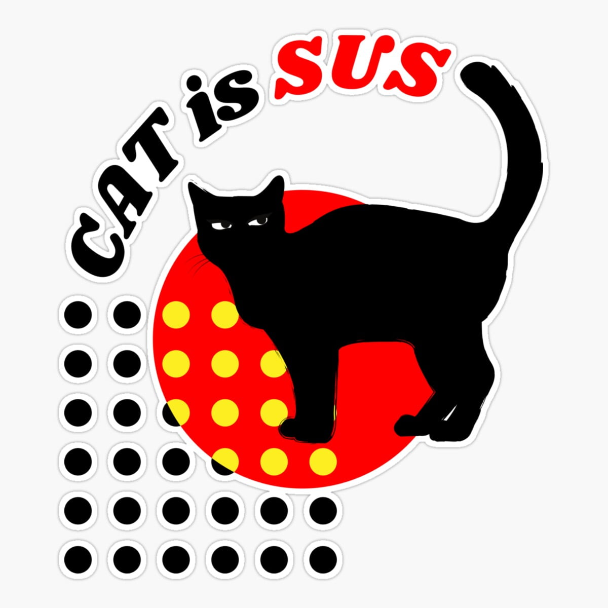 Maneki Cat Is Sus - Retro Sticker, Phone Decal Water Bottle Stickers ...