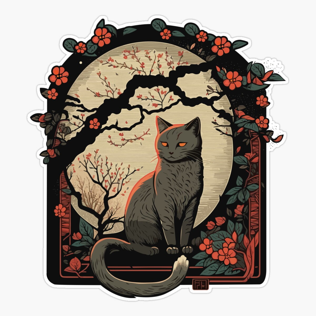 Maneki Cat Japan Style Unny Cat Git Retro Vintage Unny Cat Sticker ...