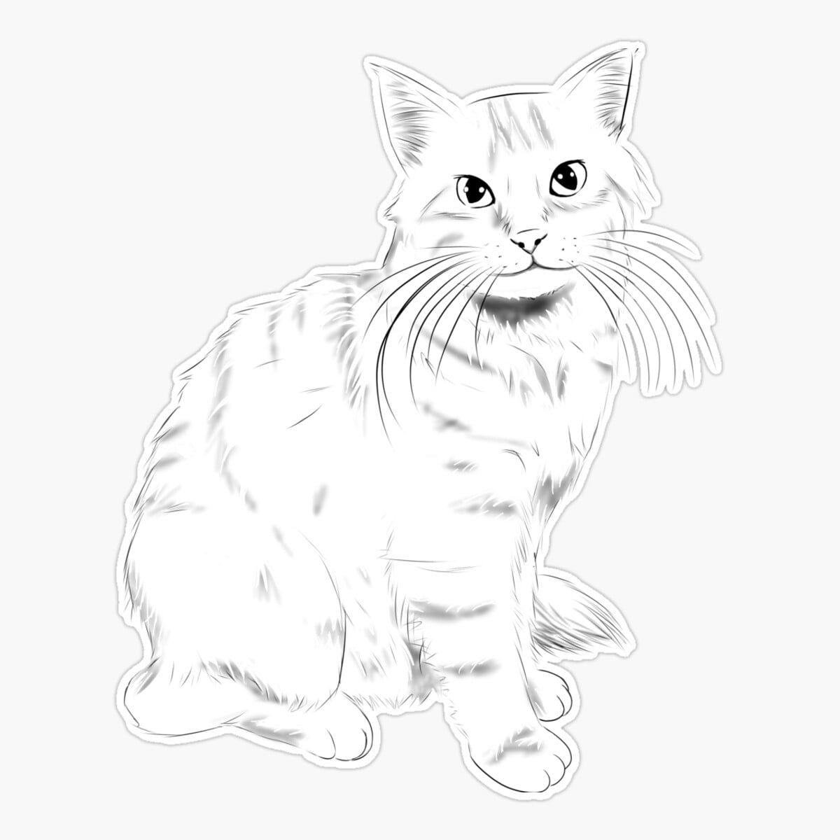 Maneki Cat Lines Or Cat Lovers Cute Cat Sticker, Phone Decal Water ...