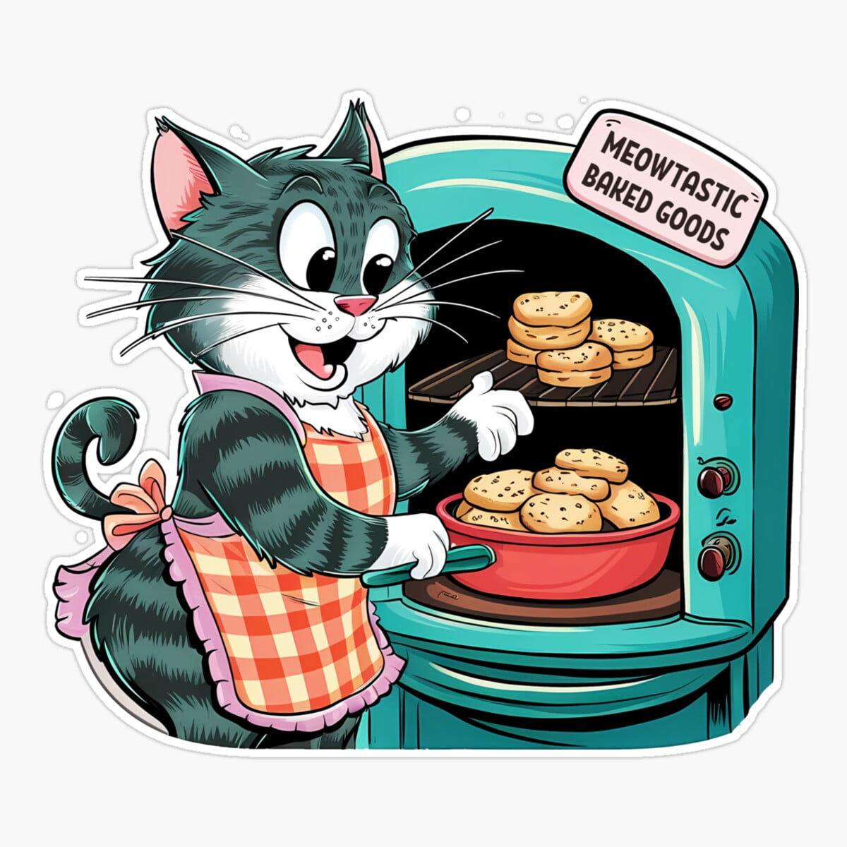 Maneki Cat Making Biscuits Cat Baking Cookies Sticker, Phone Decal ...