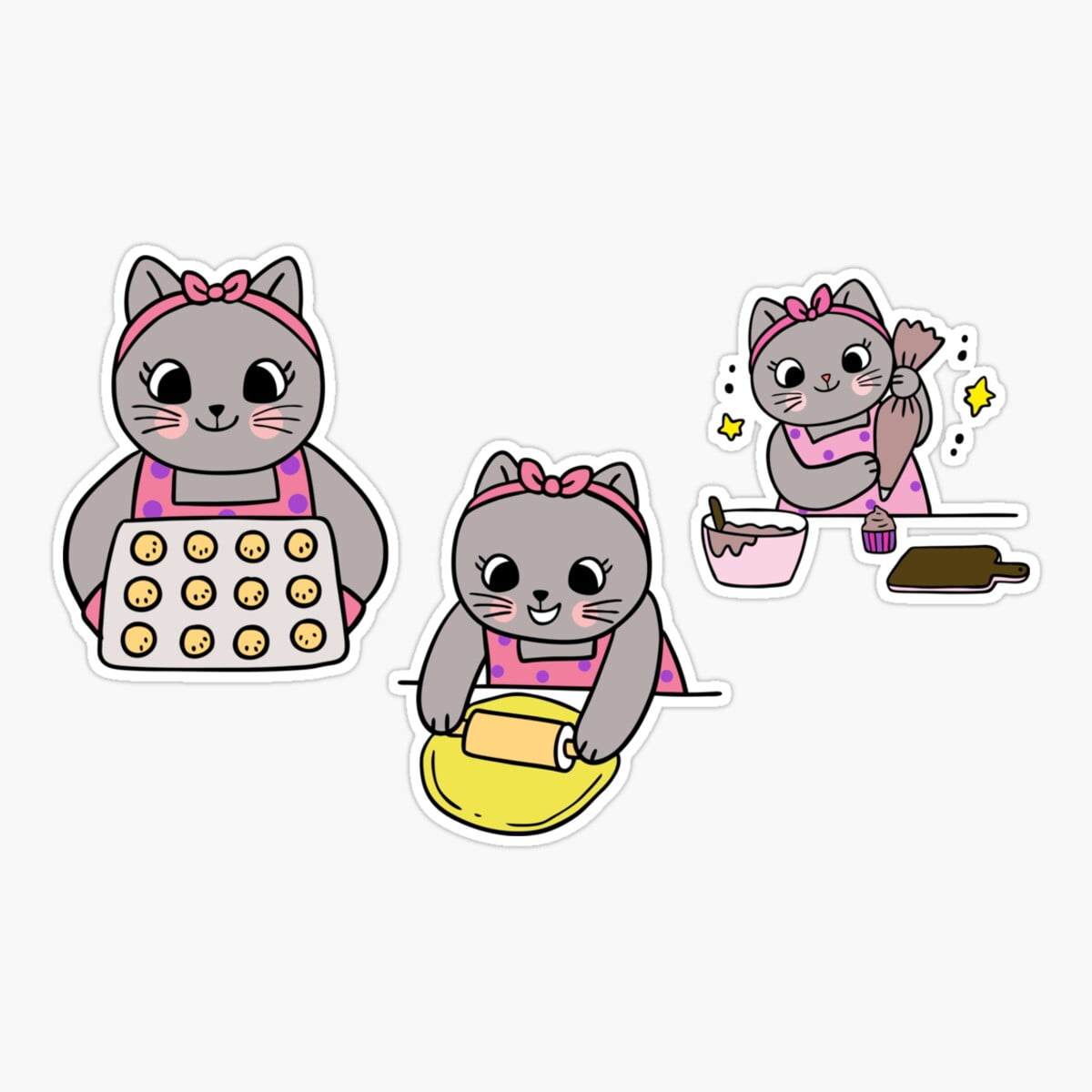 Maneki Cat Making Biscuits Sticker, Phone Decal Water Bottle Stickers ...