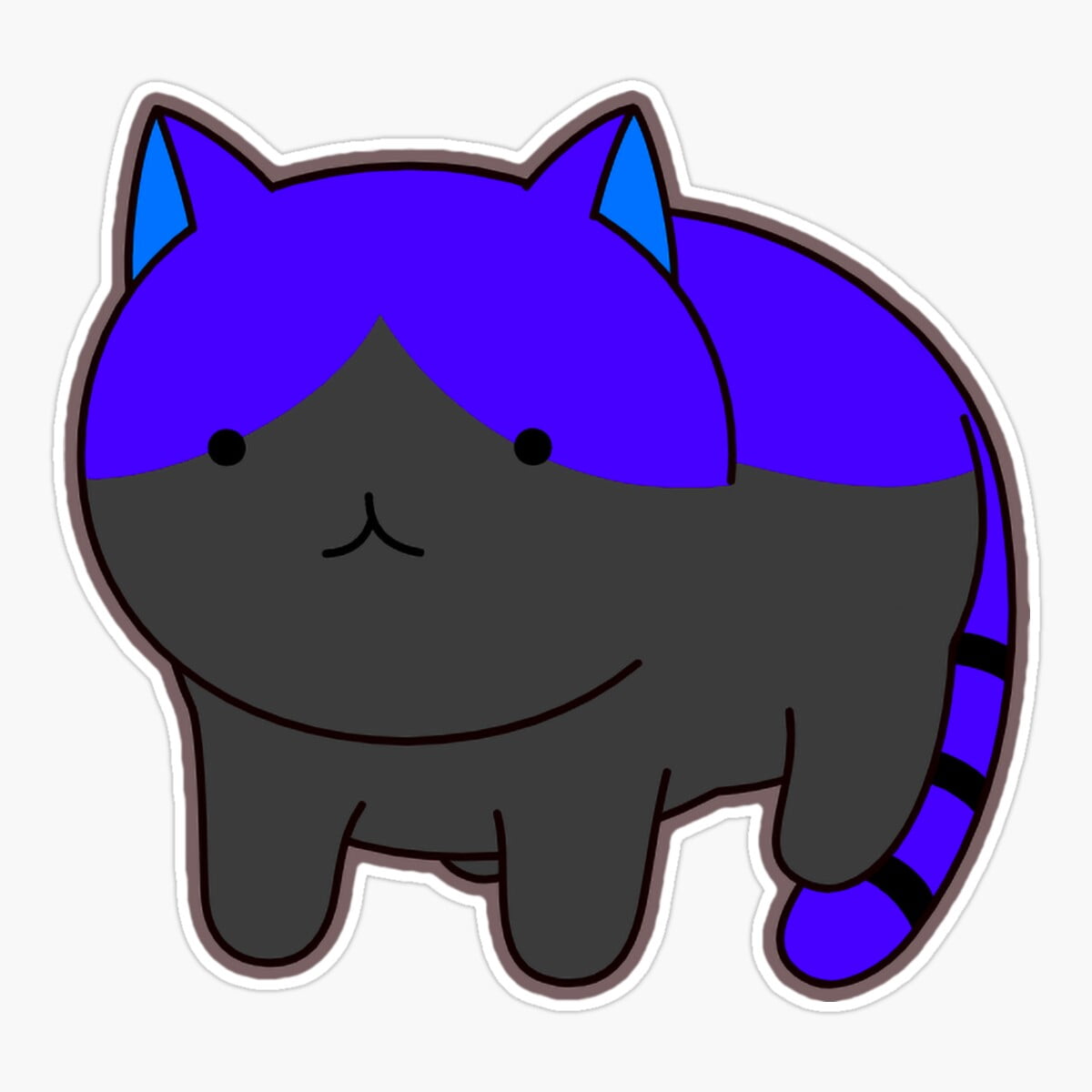 Maneki Cat - Meow - Navy & Dark Gray Sticker, Phone Decal Water Bottle ...