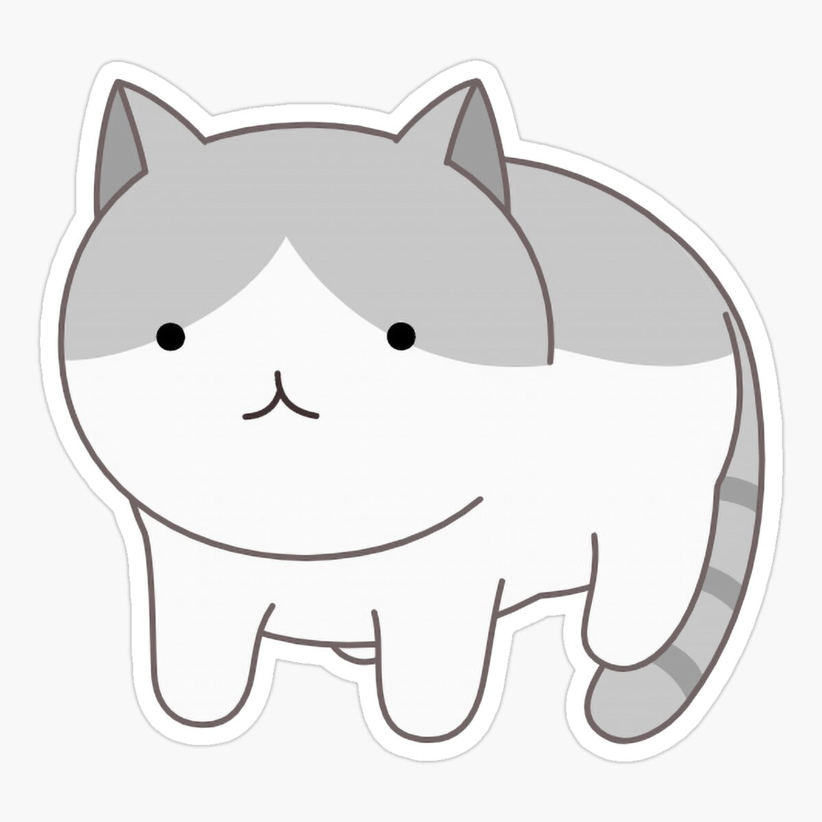 Maneki Cat - Meow - White & Gray Sticker, Phone Decal Water Bottle ...