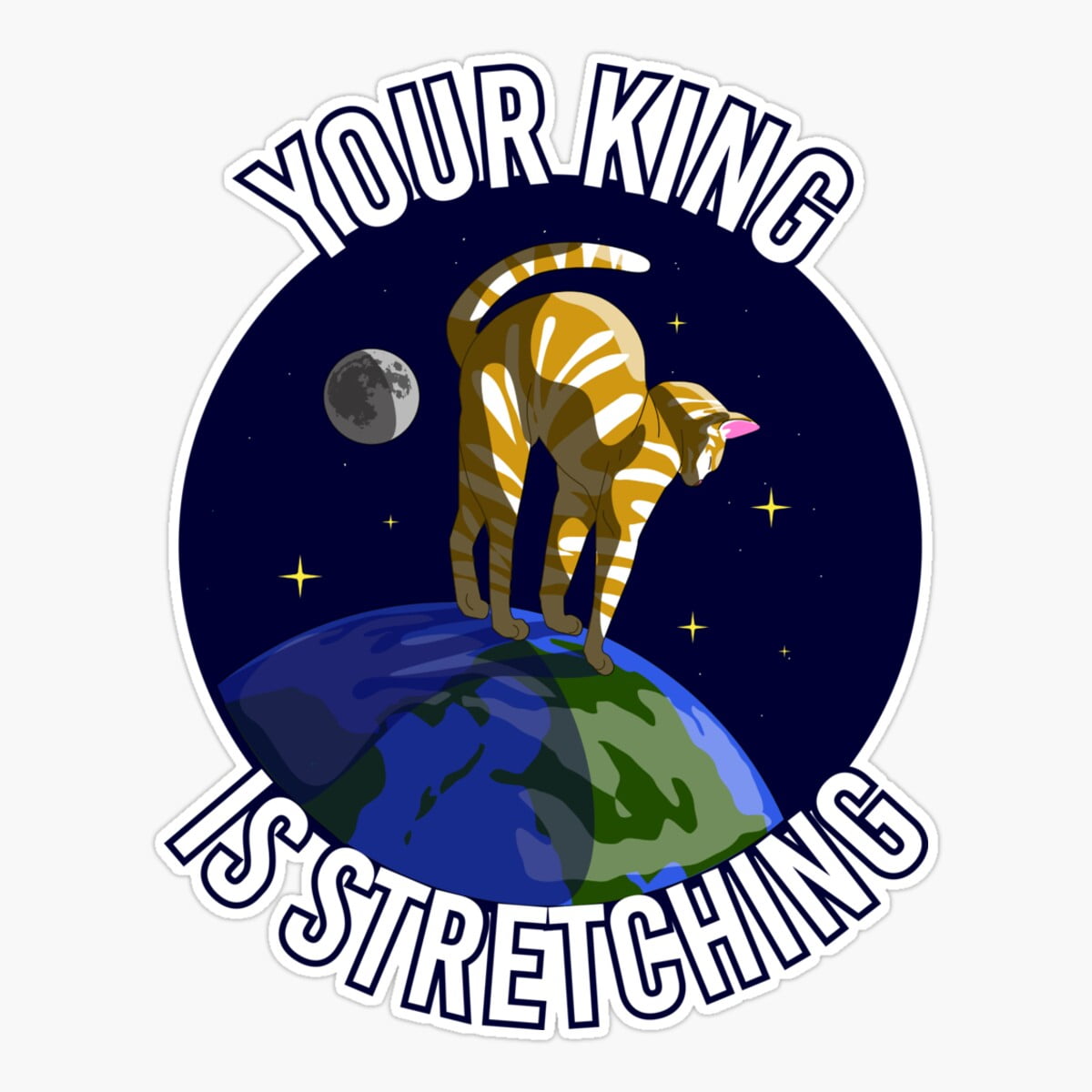 Maneki Cat Overlord Your King Is Stretching Sticker, Phone Decal Water ...