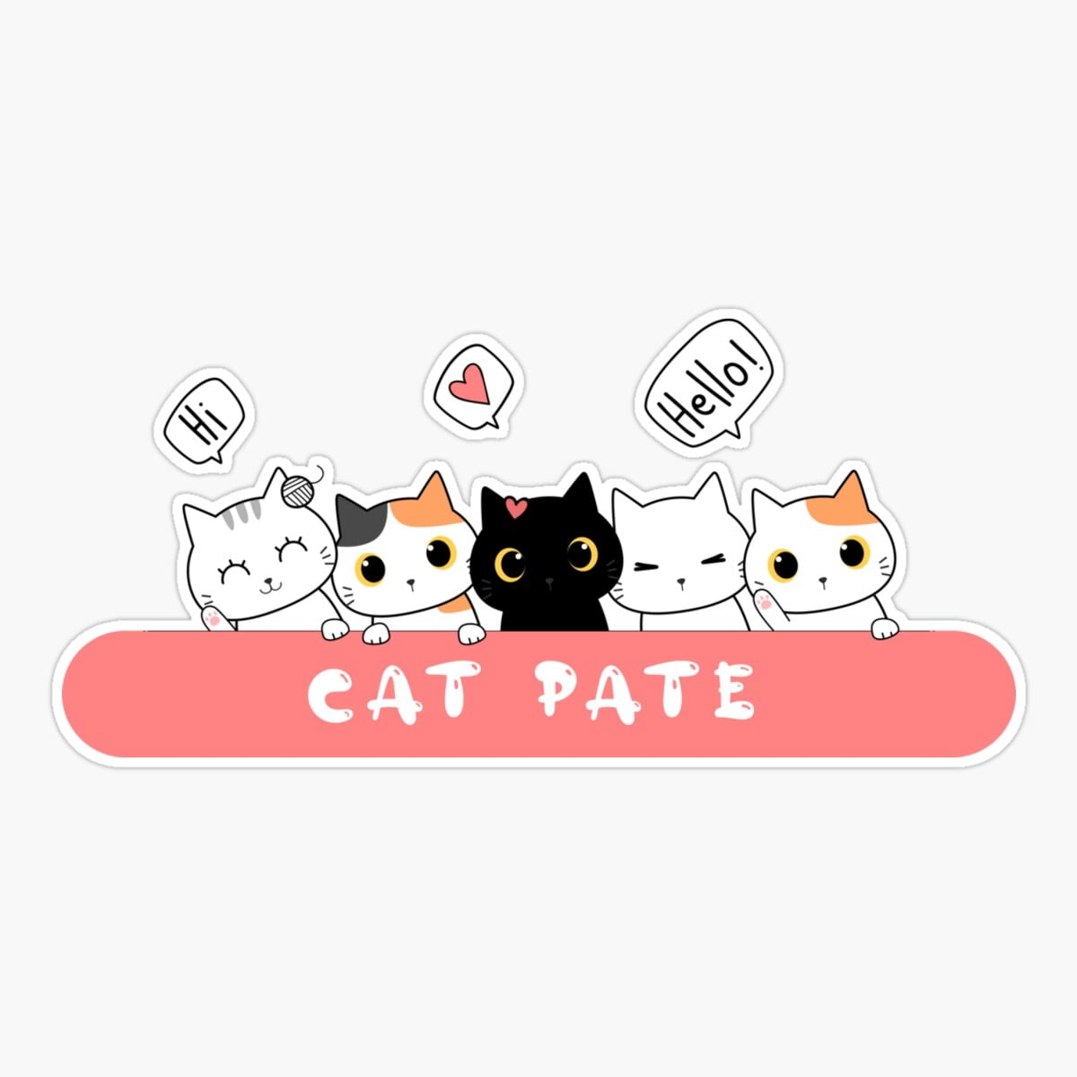 Maneki Cat Pate, Cute Cat Sticker, Phone Decal Water Bottle Stickers ...