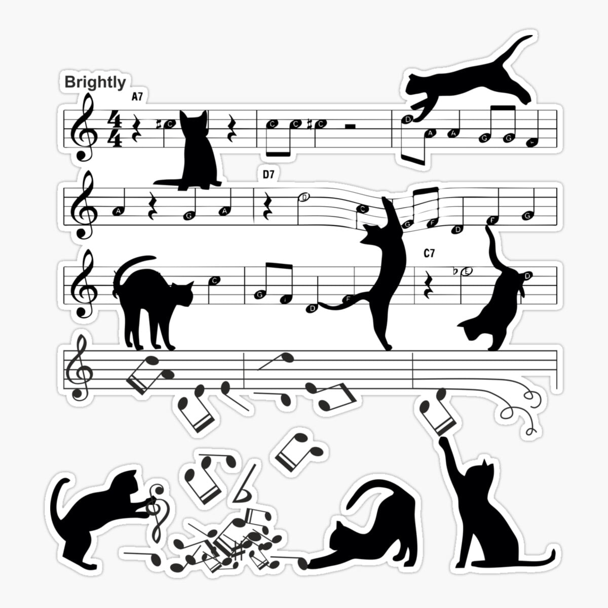 Maneki Cat Playing Cle Notes Piano Music Unny Musical Cats Cute Git ...