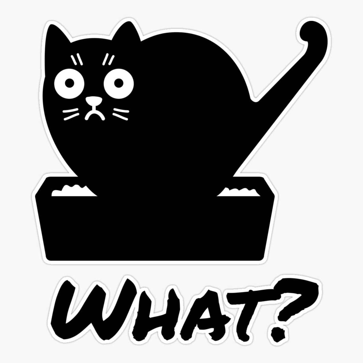 Maneki Cat Pooping In Cat Box Asking What Do You Want Sticker, Phone ...