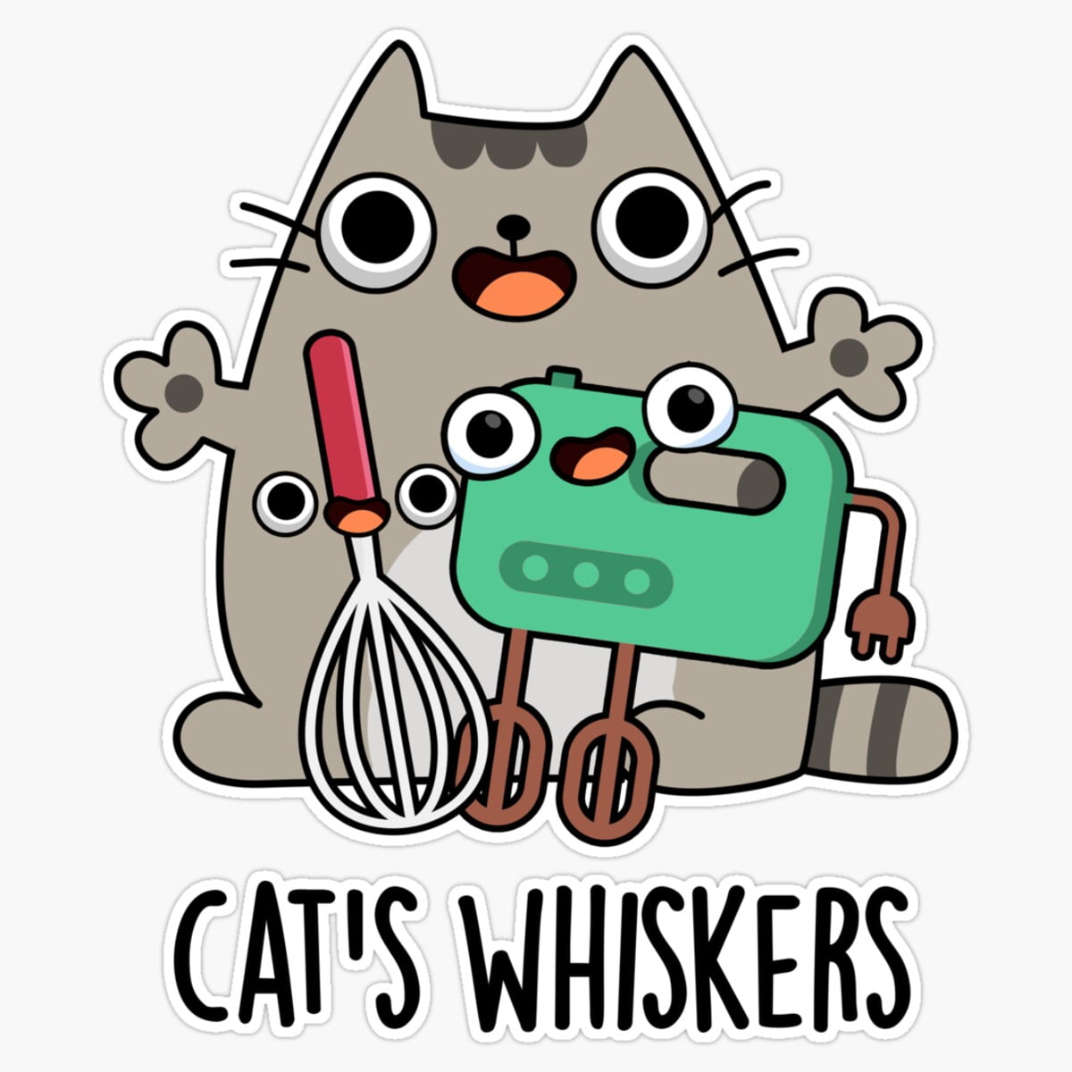 Maneki Cat'S Whiskers Funny Baking Puns Er, Phone Decal Water Bottle ...