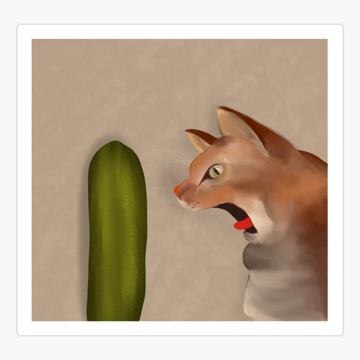 Maneki Cat Scared O Cucumber Sticker, Phone Decal Water Bottle Stickers ...