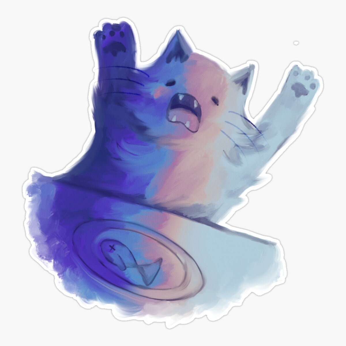 Maneki Cat Screaming At Ish Sticker, Phone Decal Water Bottle Stickers ...