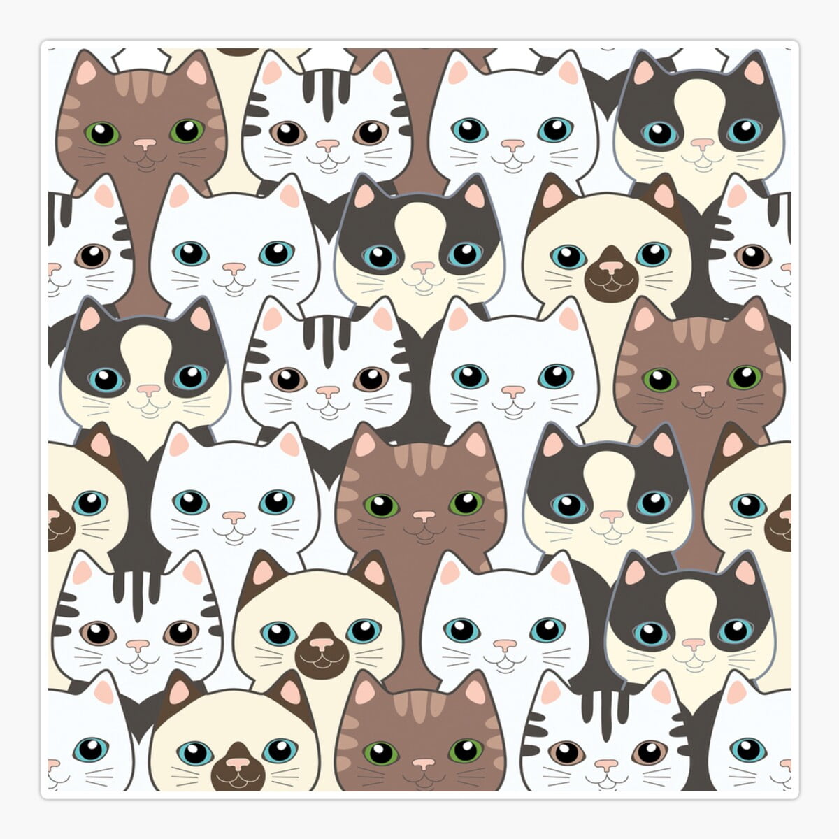 Maneki Cat Seamless Pattern Sticker, Phone Decal Water Bottle Stickers ...