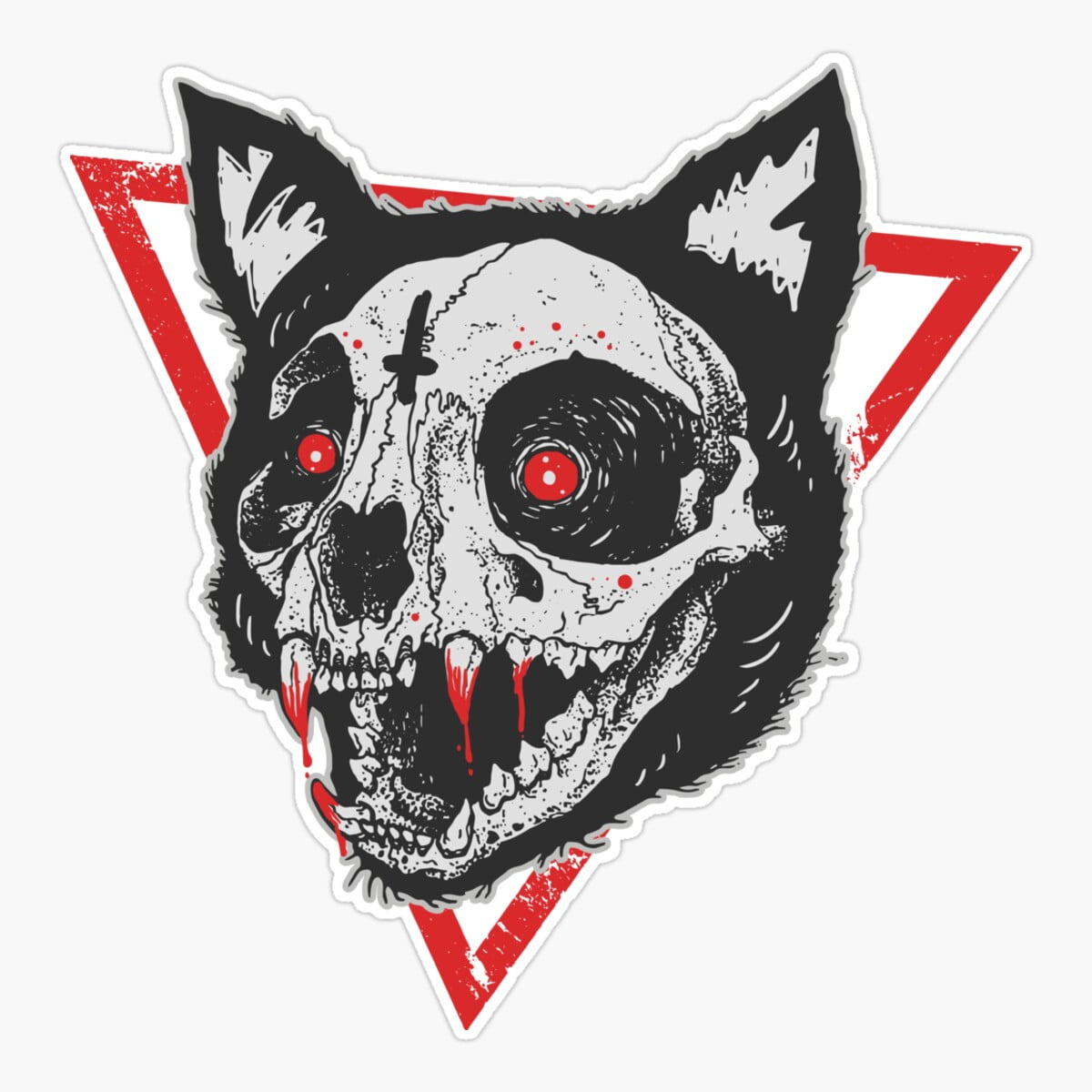 Maneki Cat Skull Sticker, Phone Decal Water Bottle Stickers Car Decals ...