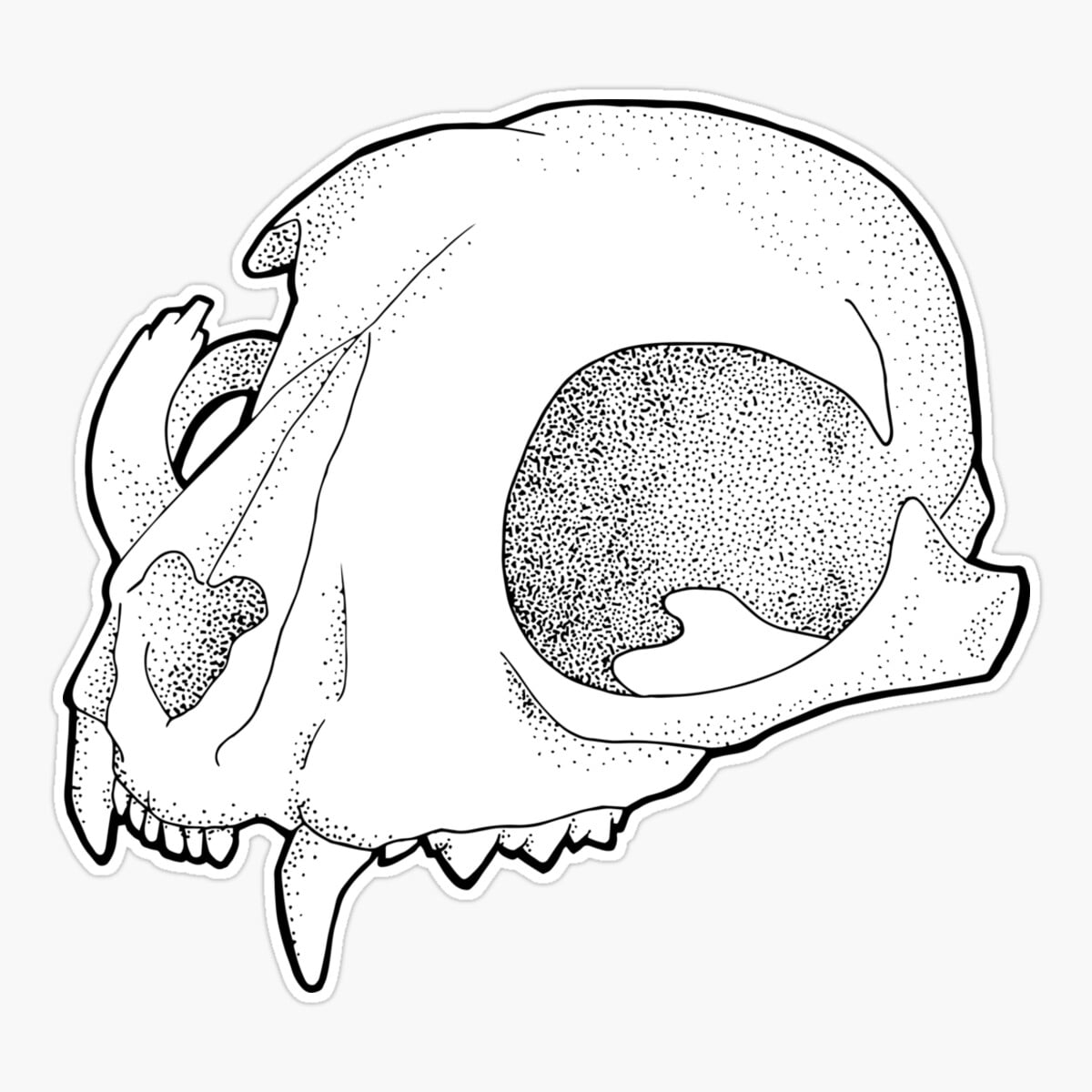 Maneki Cat Skull - Stippling Black And White Sticker, Phone Decal Water ...