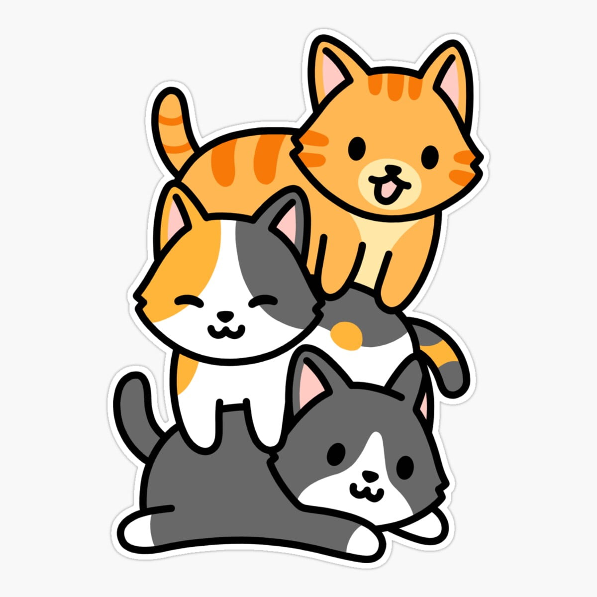 Maneki Cat Stack Sticker, Phone Decal Water Bottle Stickers Car Decals ...