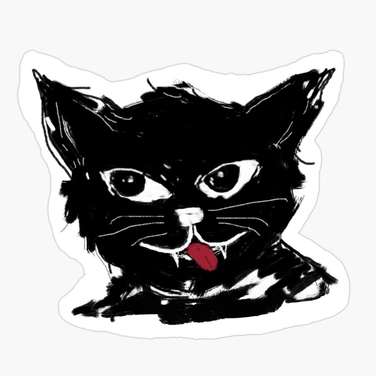 Maneki Cat Sticking Out Tongue Sticker, Phone Decal Water Bottle ...