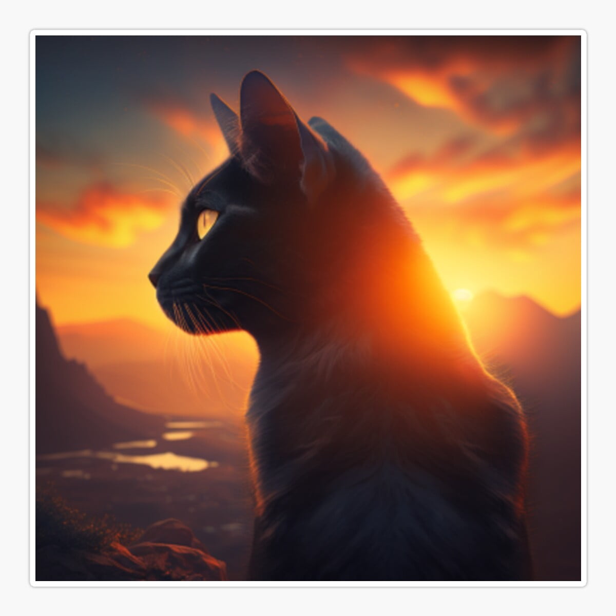 Maneki Cat Sunrise 4K (Choctin Clothing) Sticker, Phone Decal Water ...