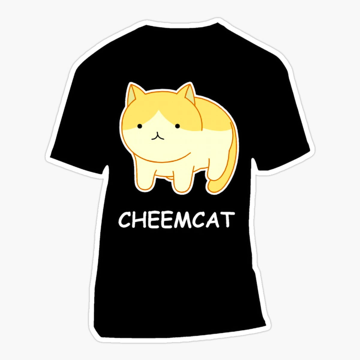 Maneki Cat T Shirt - Meow - Cheemcat - Yellow Sticker, Phone Decal ...