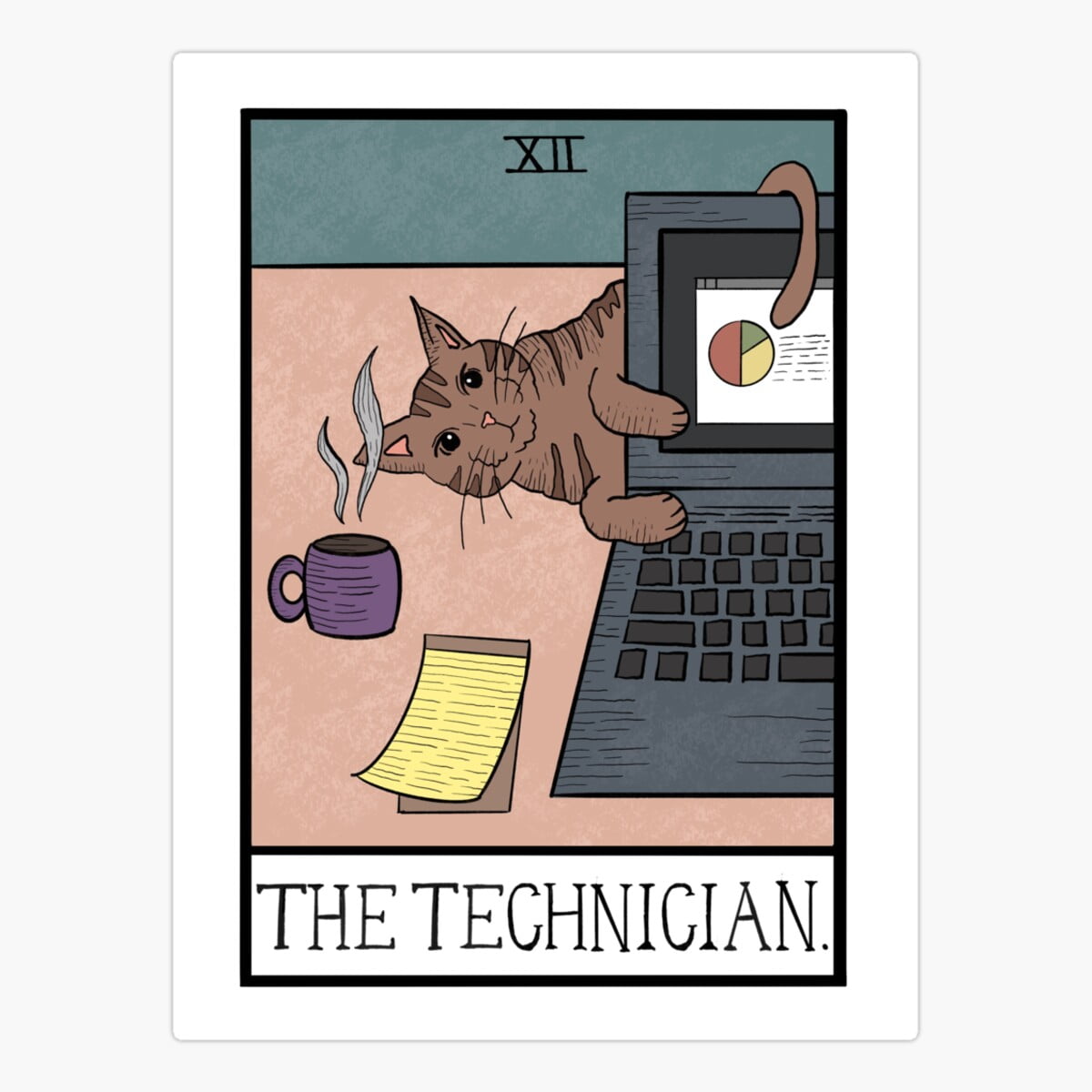 Maneki Cat Tarot Card (The Technician) Sticker, Phone Decal Water ...