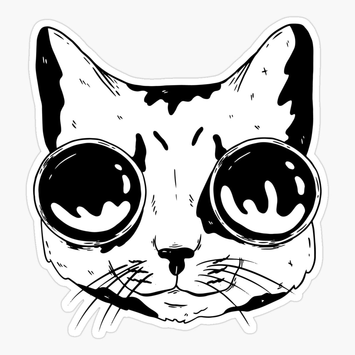 Maneki Cat With Welding Goggles Sticker, Phone Decal Water Bottle ...