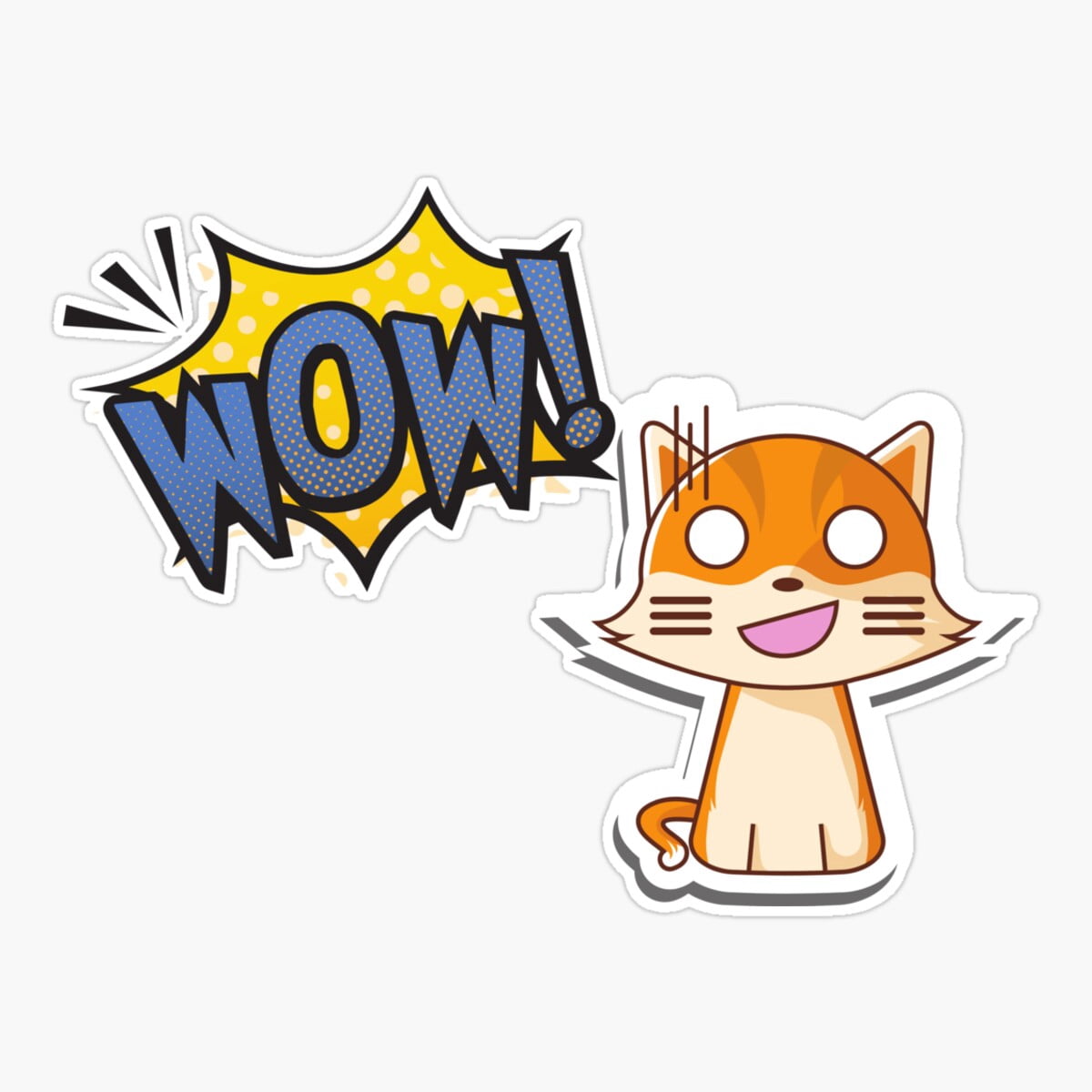 Maneki Cat Wow , Cat ,Wow Sticker, Phone Decal Water Bottle Stickers ...