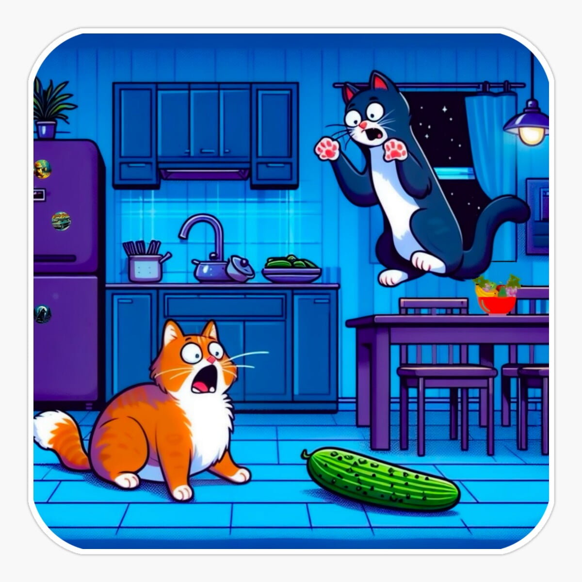 Maneki Cats Vs. Cucumber Prank Sticker, Phone Decal Water Bottle ...