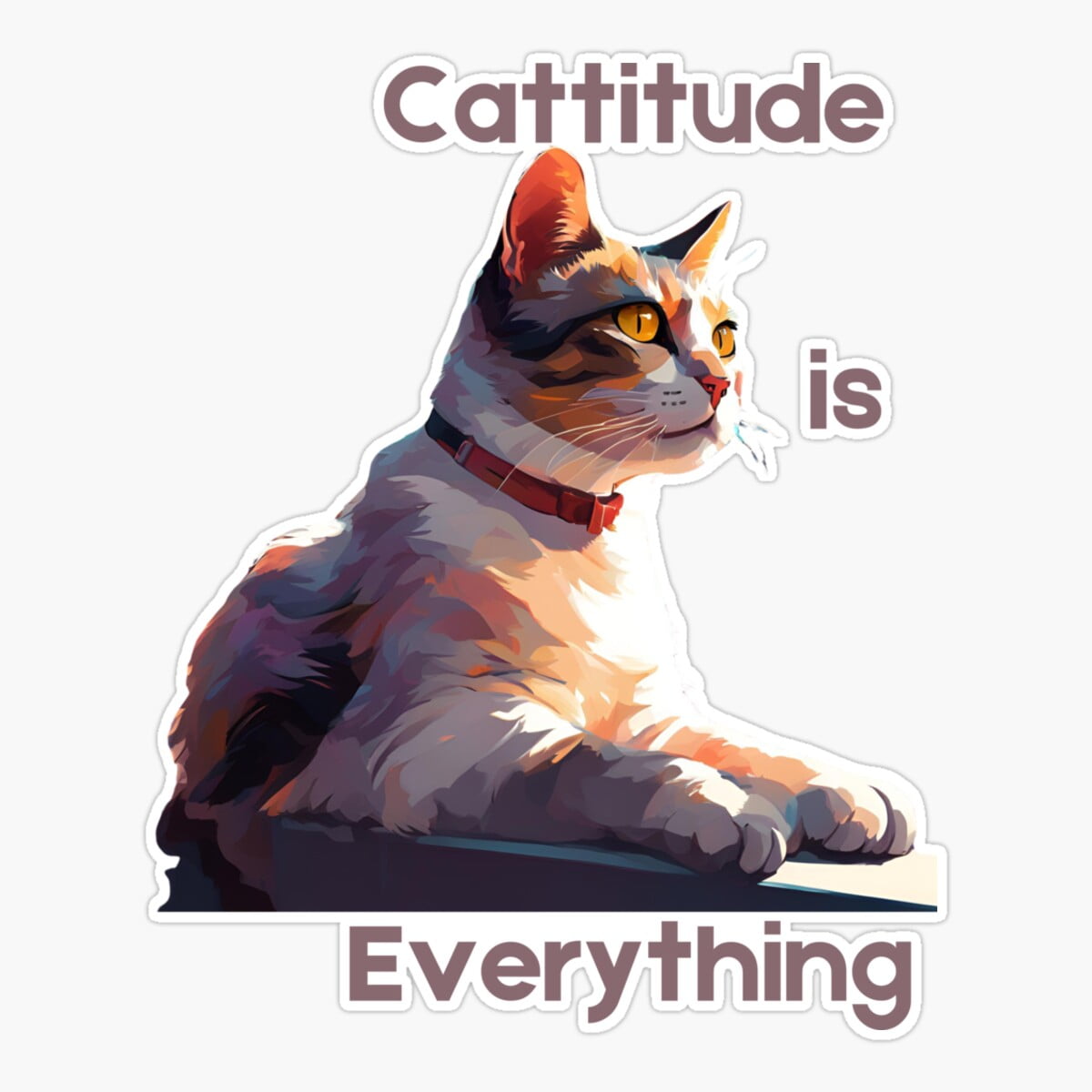 Maneki Cattitude Is Everything Sticker, Phone Decal Water Bottle ...