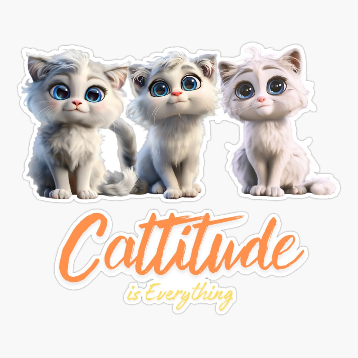 Maneki Cattitude Is Everyting Sticker, Phone Decal Water Bottle ...