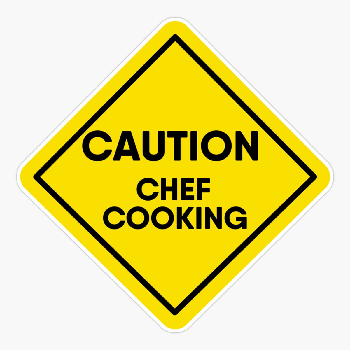 Maneki Caution Che Cooking Yellow Warning Sign Sticker, Phone Decal ...