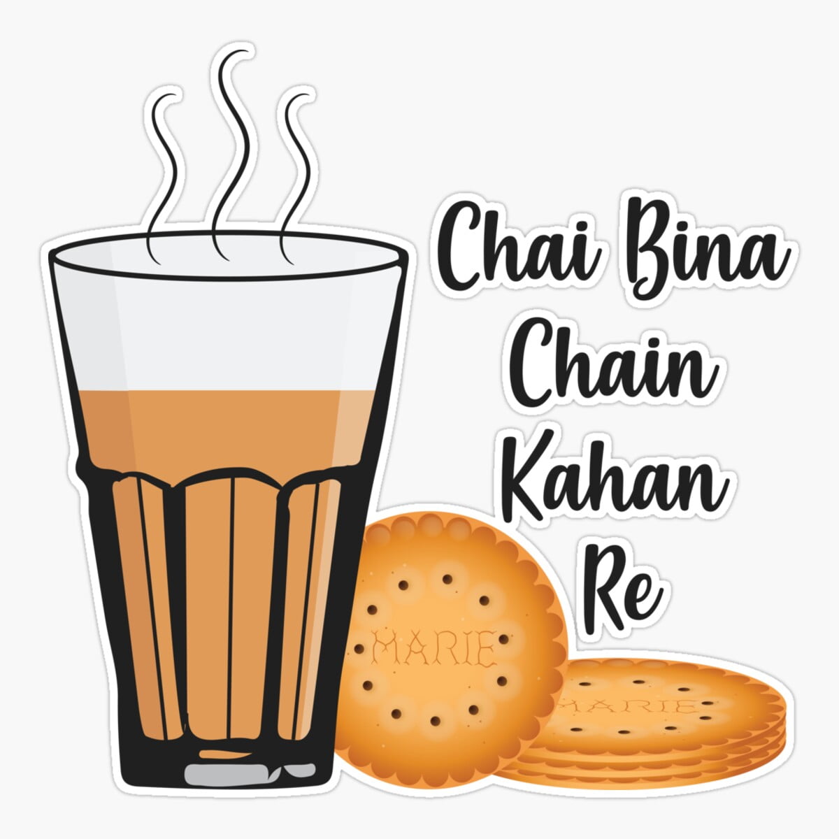 Maneki Chai Bina Chain Kahan Indian Tea Cup Gl Biscuits Er, Phone Decal ...