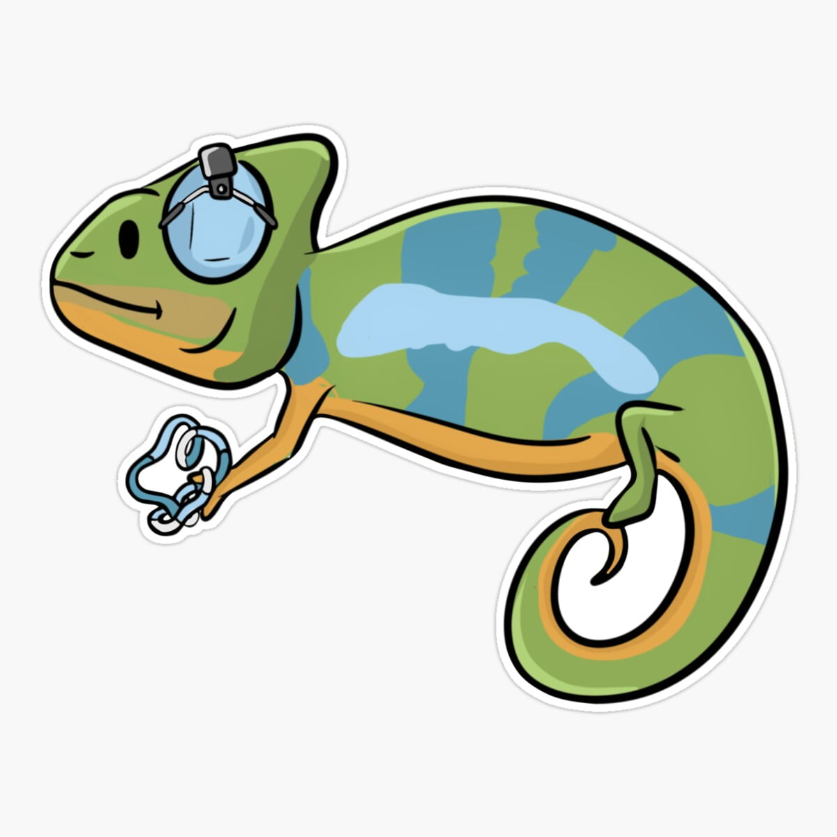 Maneki Chameleon With Headphones And Fidget Tangle Er, Phone Decal ...