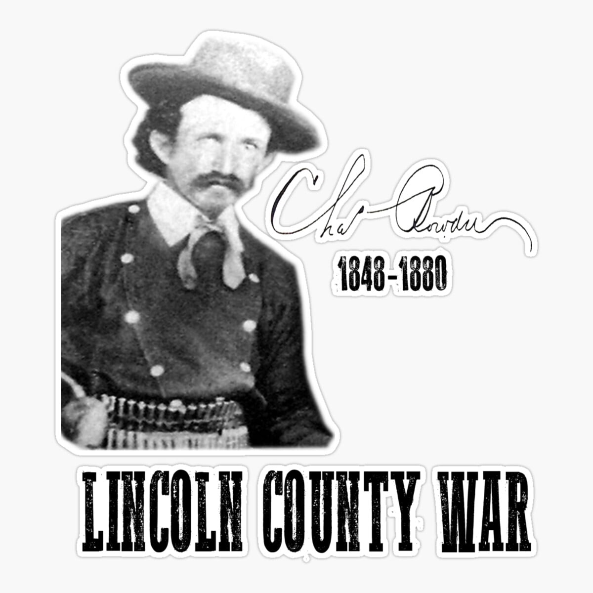 Maneki Charlie Bowdre - Lincoln County War Sticker, Phone Decal Water ...