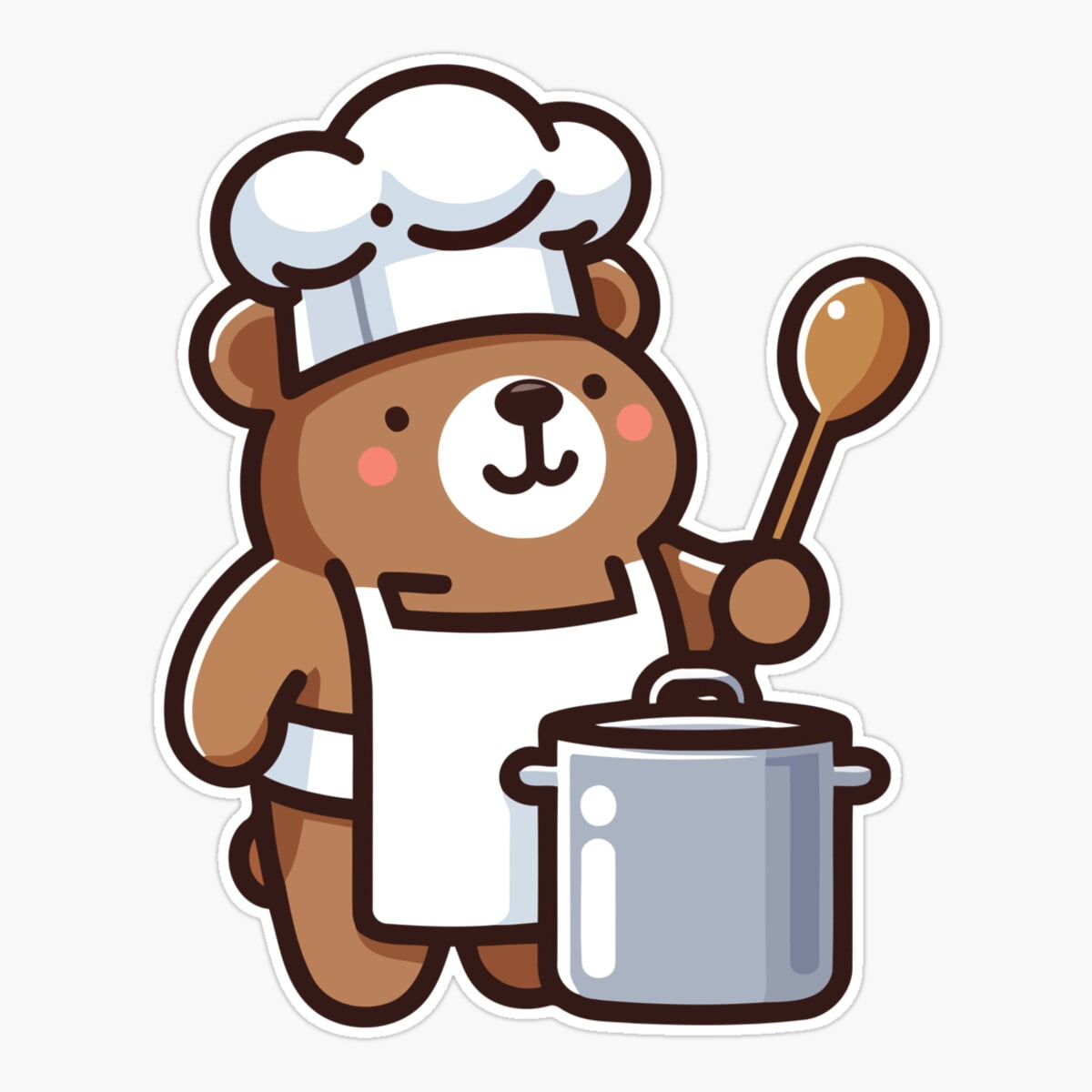Maneki Che Bear Cooking Up Un - Adorable Kitchen Sticker, Phone Decal ...
