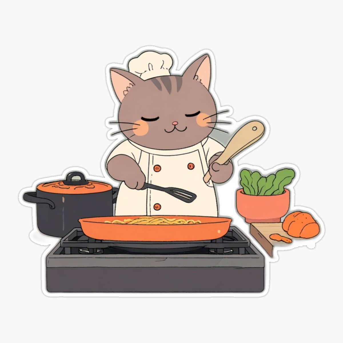 Maneki Che Cat - The Purr-Ect Cook! Sticker, Phone Decal Water Bottle ...