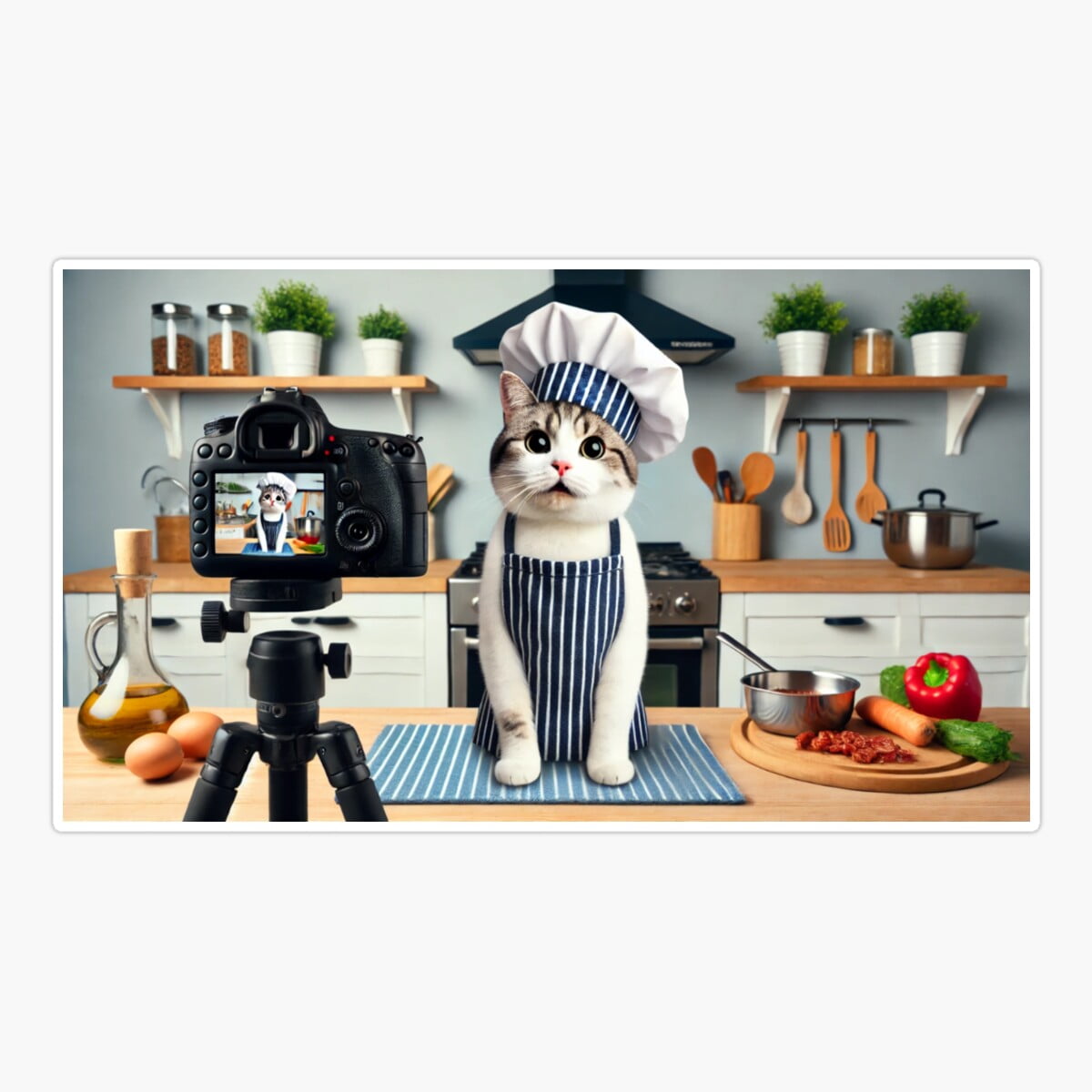 Maneki Che Mitzi - The Cat Culinary Vlogger Sticker, Phone Decal Water ...