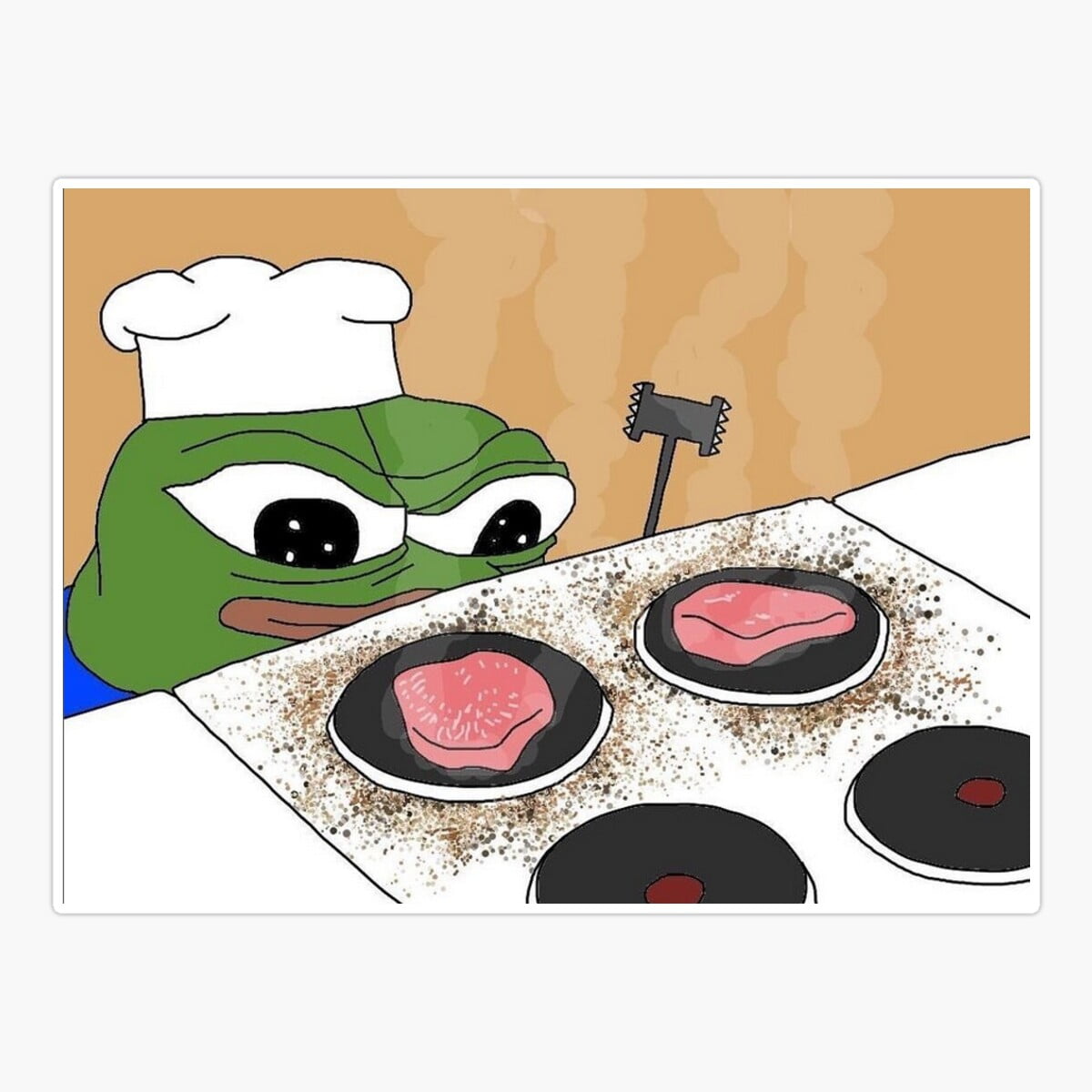 Maneki Che Pepe On Da Grill Sticker, Phone Decal Water Bottle Stickers ...
