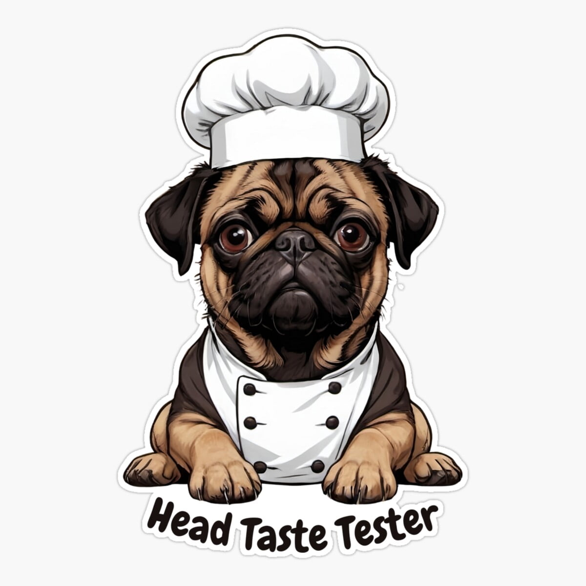 Maneki Che Pug - Head Taste Tester Sticker, Phone Decal Water Bottle ...