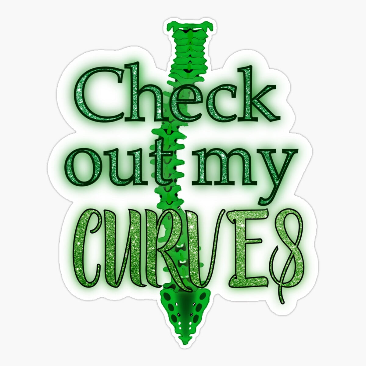 Maneki Check Out My Curves Scoliosis Awareness Er, Phone Decal Water ...