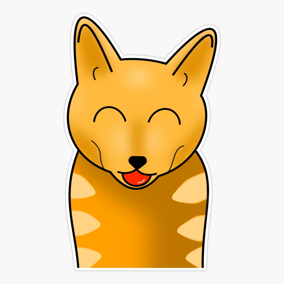 Maneki Cheeky Red Cat With Closed Moon Eyes Sticker, Phone Decal Water ...